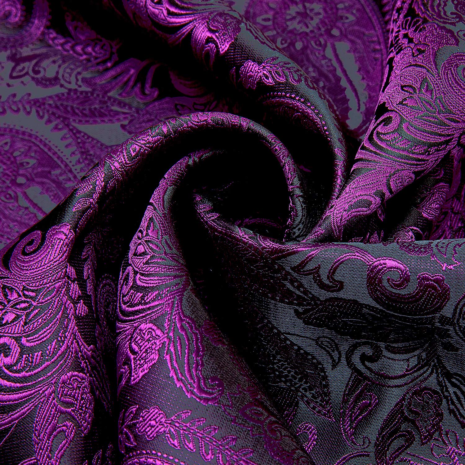 YOHOWA Men/Women Lightweight Scarf Floral Purple Black Silk Feeling Soft Scarves Neckerchief Wraps Fashion Gift