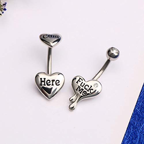 OUFER 3PCS Belly Button Rings 316L Surgical Steel Heart Shaped Letter Navel Rings Belly Piercing Jewelry