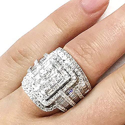 ChenFeng White CZ Engagement Ring Wedding Band Bridal Set Fine Jewelry 8