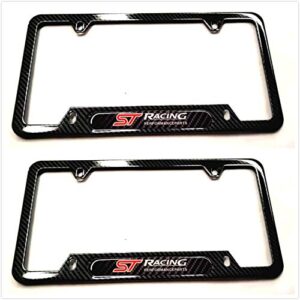 carbon fiber stainless steel st racing performance sport license plate cover frames holder w/screw caps for ford st (2 cb)