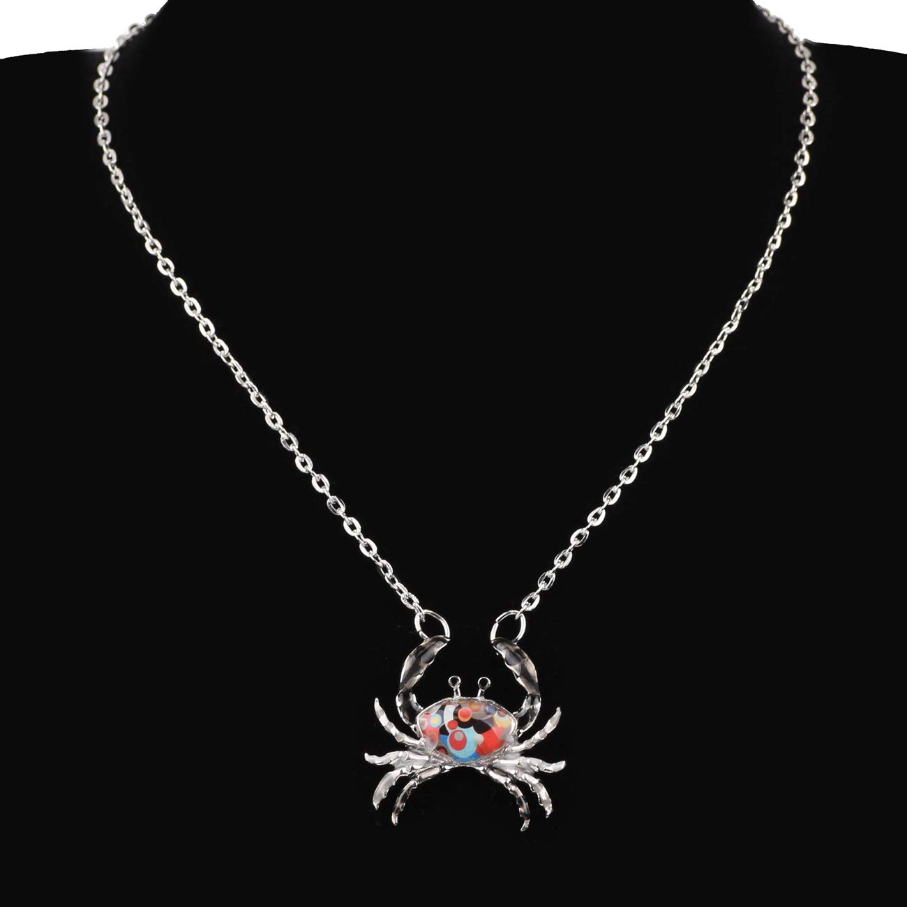 DUOWEI Cute Crab Necklace Pendant Hypoallergenic Jewelry Summer Spring Gifts (Black)