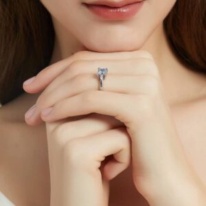 BERRICLE Sterling Silver 3-Stone Greyish Blue Princess Cut Cubic Zirconia CZ Fashion Anniversary Ring for Women, Rhodium Plated Size 4