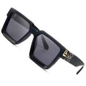 retro rectangular sunglasses men women square thick vintage punk rock hip hop glasses