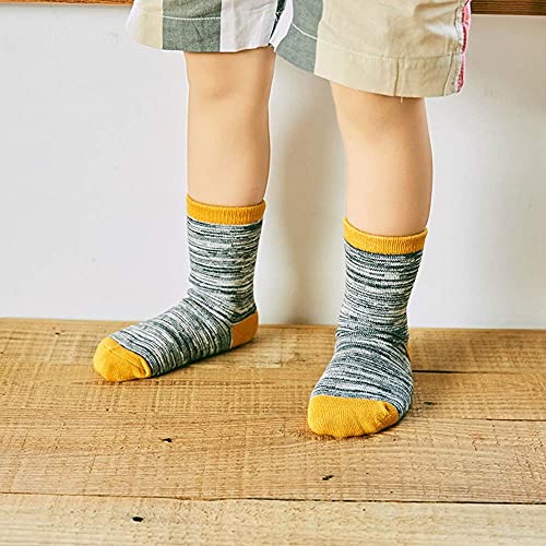 JAMEGIO Boys Socks 12 Pairs Crew Socks for Toddler Kids Boys Athletic Cotton Socks(4-6 Years)