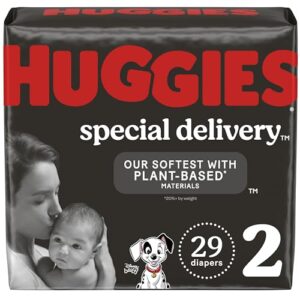 huggies special delivery hypoallergenic baby diapers size 2 (12-18 lbs), 29 ct, fragrance free, safe for sensitive skin