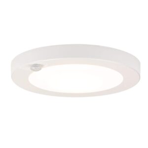 westinghouse 6111800 6 inch 7 watt energy star led indoor flush mount ceiling light fixture with motion sensor, 4000k, white finish, white frosted shade