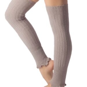 iB-iP Women's Ballet Dancer Running Aerobics Costume Stretch Leg Warmer, Size: One Size, Light Grey