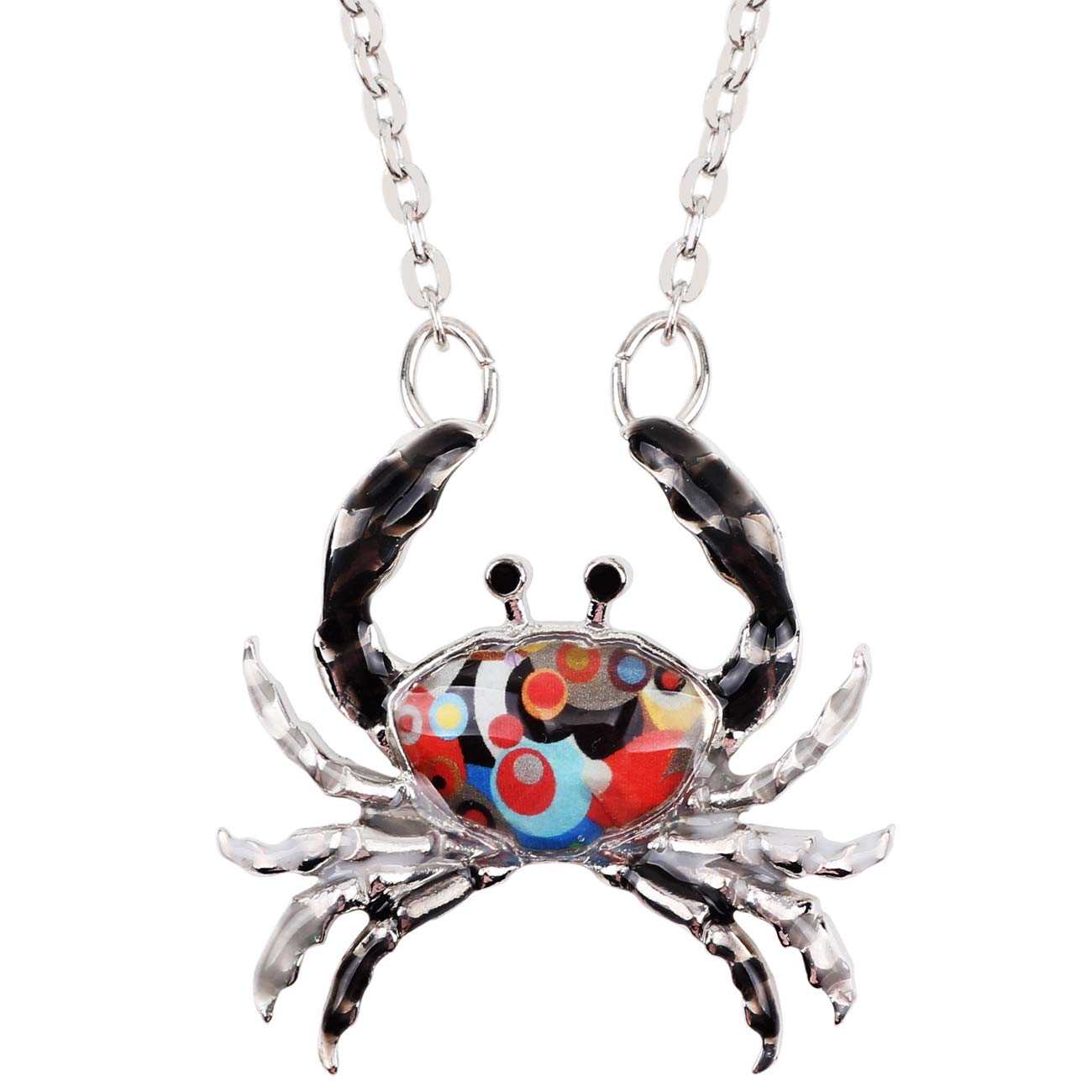 DUOWEI Cute Crab Necklace Pendant Hypoallergenic Jewelry Summer Spring Gifts (Black)