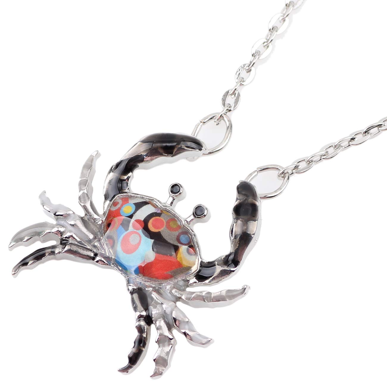 DUOWEI Cute Crab Necklace Pendant Hypoallergenic Jewelry Summer Spring Gifts (Black)