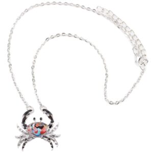 DUOWEI Cute Crab Necklace Pendant Hypoallergenic Jewelry Summer Spring Gifts (Black)