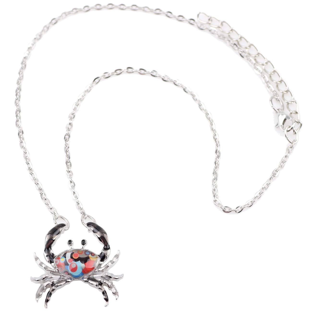 DUOWEI Cute Crab Necklace Pendant Hypoallergenic Jewelry Summer Spring Gifts (Black)