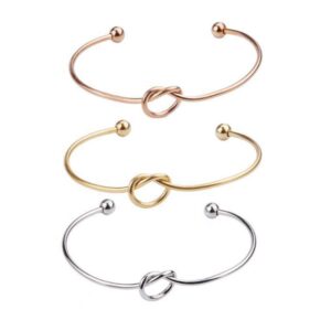 Jewanfix Rose Gold Plated Forever Love Knot Infinity Bracelets for Women Bridesmaid Proposal Wedding Bracelet Jewelry Gift