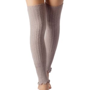 iB-iP Women's Ballet Dancer Running Aerobics Costume Stretch Leg Warmer, Size: One Size, Light Grey