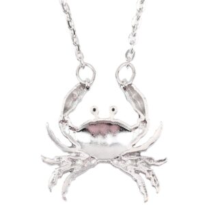 DUOWEI Cute Crab Necklace Pendant Hypoallergenic Jewelry Summer Spring Gifts (Black)