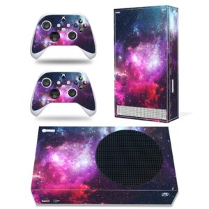 whole body protective vinyl skin decal cover for microsoft xbox series s console, purple starry sky xbox series s skins wrap sticker with two free wireless controller decals