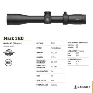 Leupold Mark 3HD 4-12x40mm Side Focus Riflescope