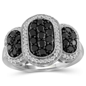 jewelexcess sterling silver 1 carat black & white diamond ring for women | diamonds for everyday womens wear