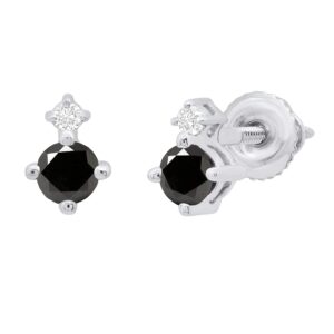 dazzlingrock collection 0.40 carat (ctw) round black diamond & white diamond ladies stud earrings, 10k white gold