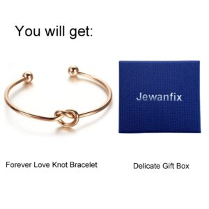 Jewanfix Rose Gold Plated Forever Love Knot Infinity Bracelets for Women Bridesmaid Proposal Wedding Bracelet Jewelry Gift