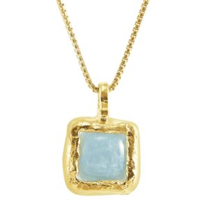 silpada 'mediterra' natural aquamarine necklace in 14k gold-plated sterling silver, 16" + 2"