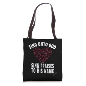 church praise choir singer worship service - christian music tote bag