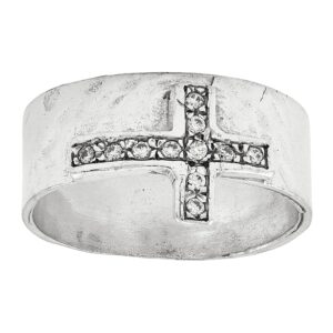 silpada 'epistle' cubic zirconia cross ring in sterling silver, size 7, size 7