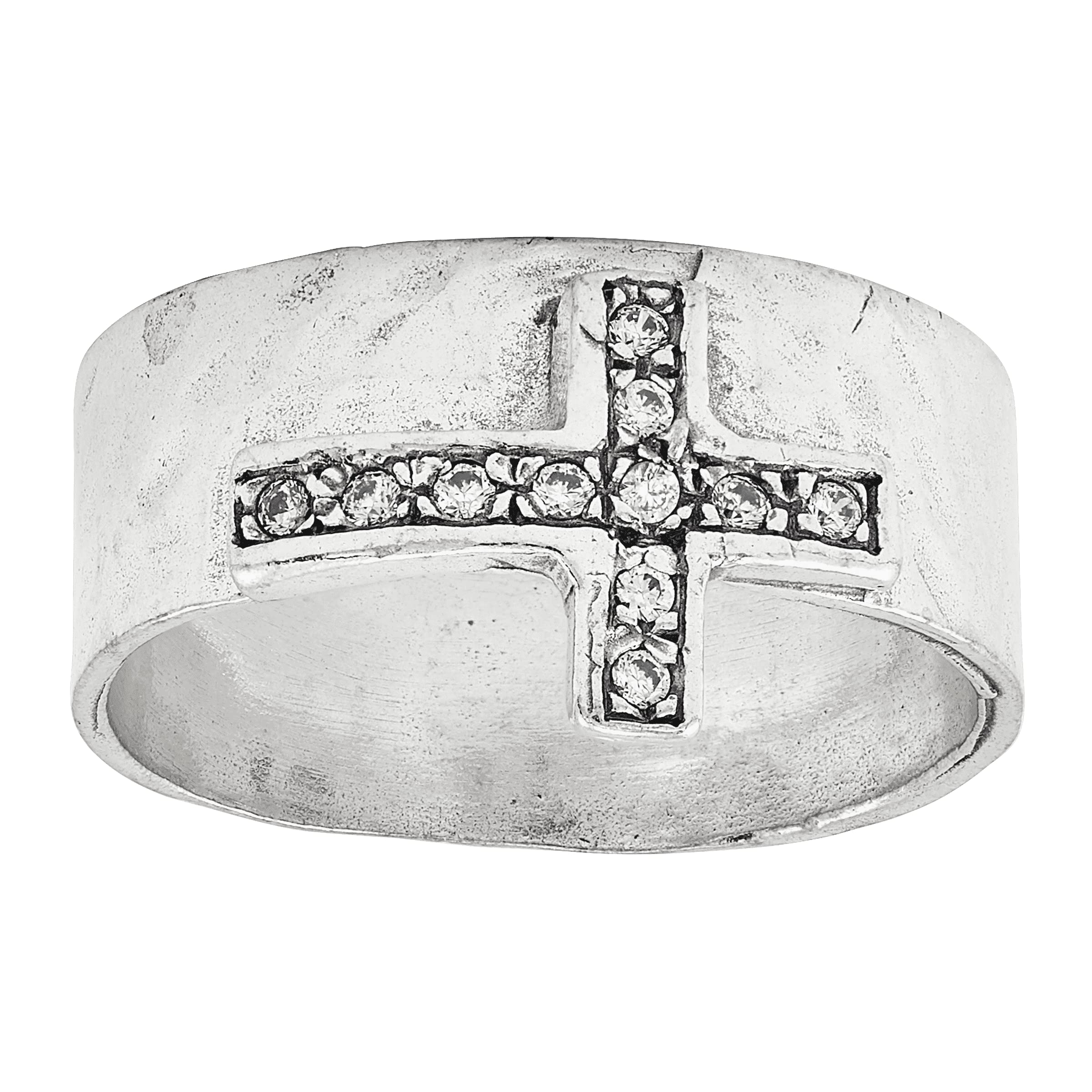 Silpada 'Epistle' Cubic Zirconia Cross Ring in Sterling Silver, Size 7, Size 7