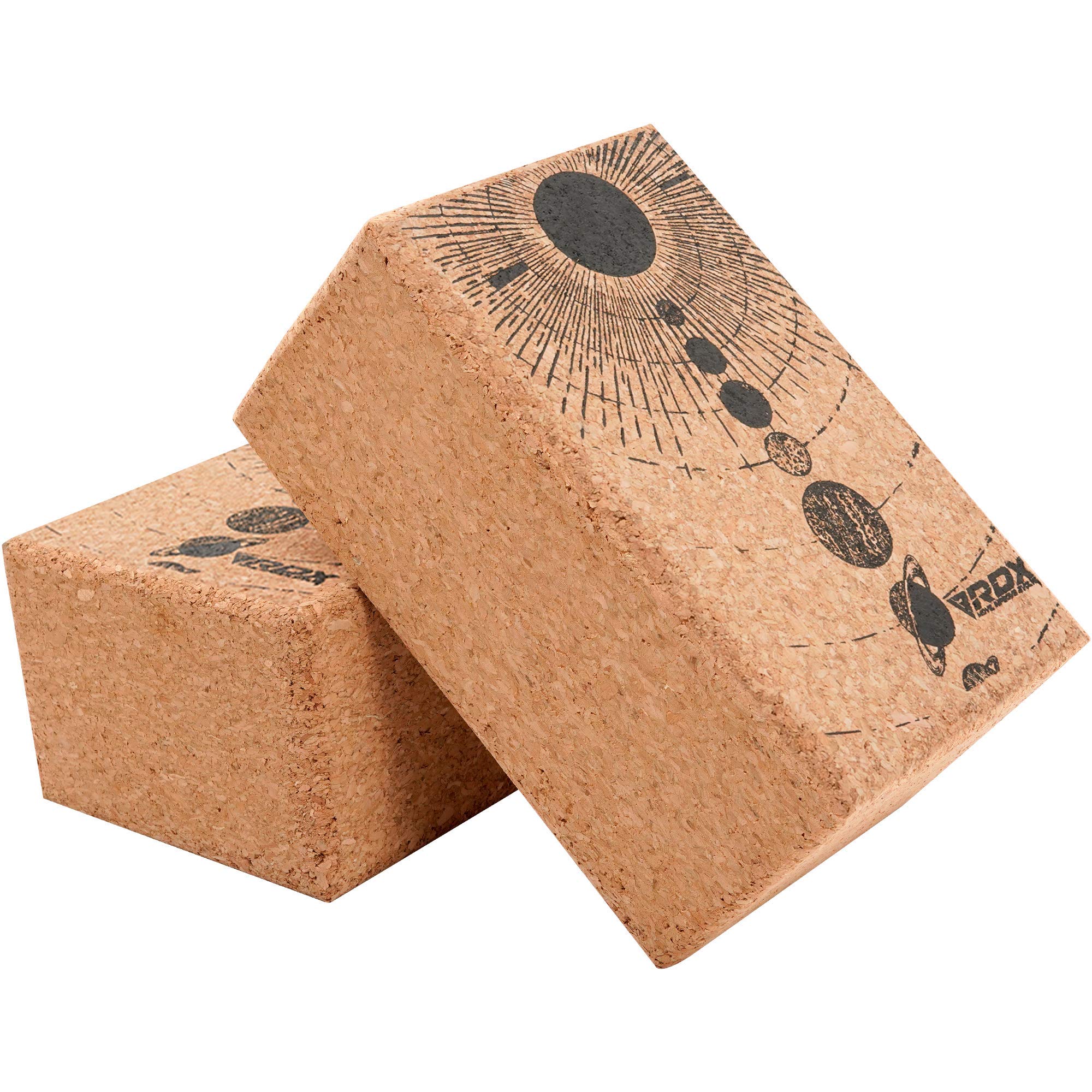 RDX Yoga Block Cork Set, Non-Slip Natural Brick for Strength Flexibility Body Balance, Easy Grip Surface for Stability Pilates Fitness Exercise Deepen Poses Office Home Gym Training, 22.5 x14.5x10.2CM