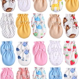 20 Pairs Newborn Baby No Scratch Mittens Unisex Baby Cotton Gloves Infant Toddler Mitts Set for 0-6 Months Baby Boys and Girls