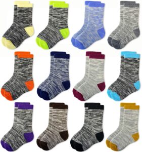 jamegio boys socks 12 pairs crew socks for toddler kids boys athletic cotton socks(2-4 years)