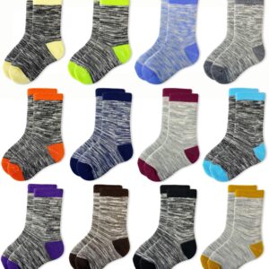 JAMEGIO Boys Socks 12 Pairs Crew Socks for Toddler Kids Boys Athletic Cotton Socks(2-4 Years)