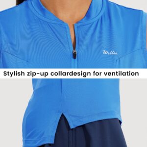 Willit Women's Sleeveless Golf Shirts Polo Tennis Tank UPF 50+ Lightweight Quick Dry Athletic Shirts Brilliant Blue S