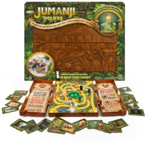 jumanji deluxe game, immersive electronic version of the classic adventure movie board game, with lights and sounds, family game night game for kids & adults ages 8 and up