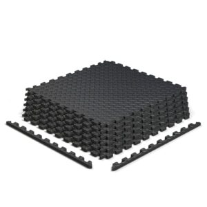 epic fitness foam gym floor tiles - interlocking floor mats for home gym - non-slip noise-dampening eva foam squares (6 pack)