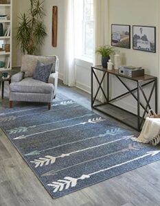 unique loom autumn collection area rug - arrow (2' x 3' 1" rectangle, navy blue/ gray)