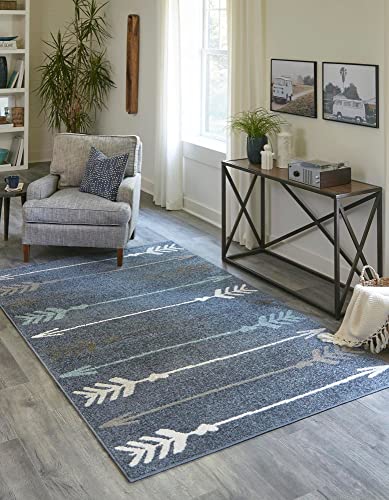 Unique Loom Autumn Collection Area Rug - Arrow (2' x 3' 1" Rectangle, Navy Blue/ Gray)