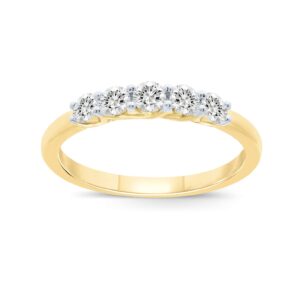 10kt yellow gold diamond bands for women | certified gh vs/si 1/2 carat lab created diamond anniversary ring and five stone diamond wedding band for women | ring size 7