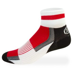 AERO|TECH|DESIGNS | Coolmax Athletic Socks | Quarter Crew | Unisex Adult | Red/White | Medium