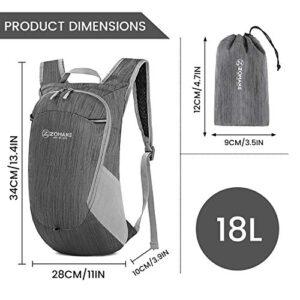 ZOMAKE Ultra Lightweight Packable Backpack 18L - Small Foldable Hiking Backpacks Water Resistant Folding Daypack for Travel(Black)