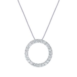 circle diamond necklace for women | 1/2 cttw real white gold plated 925 sterling silver lab made diamond pendant necklace | ideal gift for girls of all ages