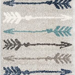 Unique Loom Autumn Collection Area Rug - Arrow (2' x 3' 1" Rectangle, Light Gray/ Black)