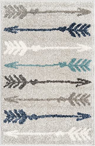 Unique Loom Autumn Collection Area Rug - Arrow (2' x 3' 1" Rectangle, Light Gray/ Black)