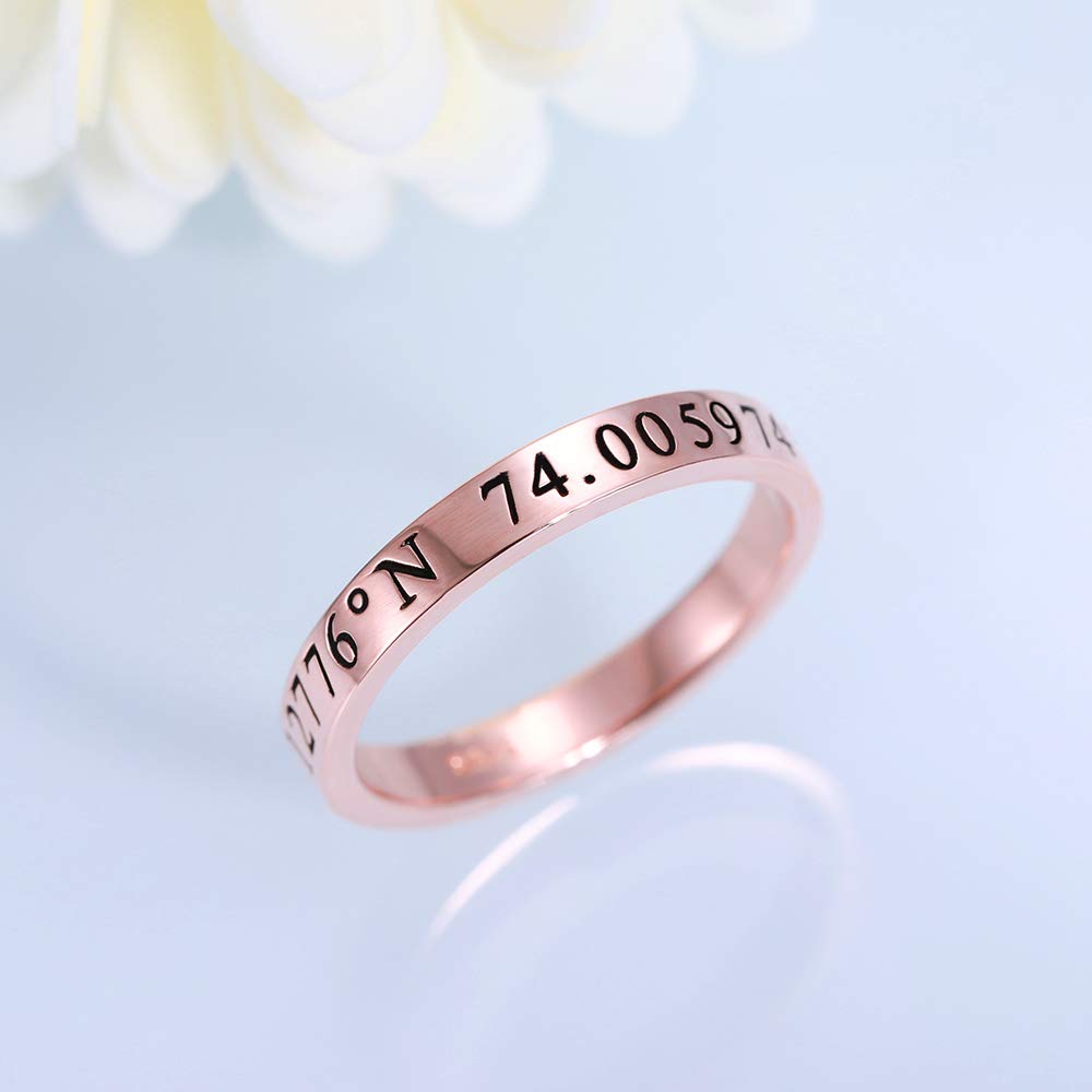 AILIN 925 Sterling Silver Personalized Stacking Name Ring Silver/Gold/Rose Gold Customized 3 Fonts Engraved Date Year Stackable Ring Jewelry Gifts for Women Her Men