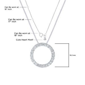 Circle Diamond Necklace For Women | 1/2 CTTW Real White Gold Plated 925 Sterling Silver Lab Made Diamond Pendant Necklace | Ideal Gift for Girls of all Ages