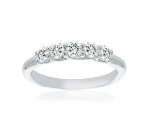 10kt white gold diamond bands for women | certified gh vs/si 1/2 carat lab created diamond anniversary ring and five stone diamond wedding band for women | ring size 7