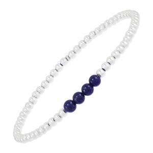 silpada 'loyalty' natural lapis lazuli stretch bracelet in sterling silver, 6.75"