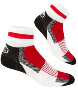 aero|tech|designs | coolmax athletic socks | quarter crew | unisex adult | red/white | medium