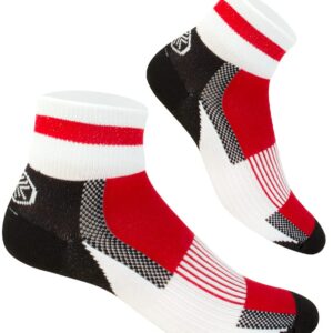 AERO|TECH|DESIGNS | Coolmax Athletic Socks | Quarter Crew | Unisex Adult | Red/White | Medium