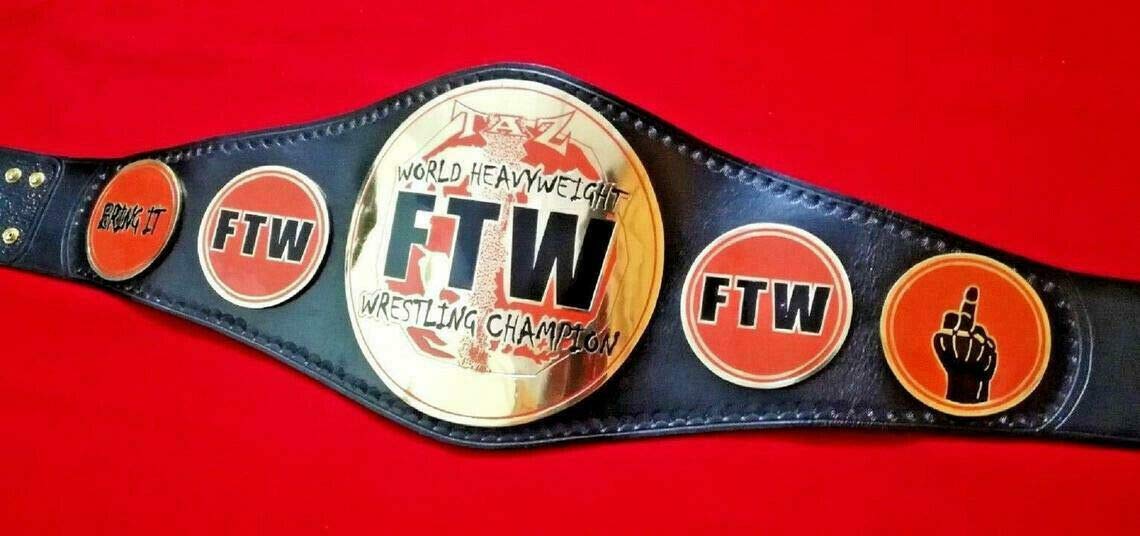 Maxan TAZ FTW Heavyweight Championship Belt Adult Size Genuine Leather Replica 2mm Black Large