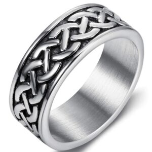 jude jewelers 8mm stainless steel vintage style celtic knot wave wedding band ring (silver, 10)